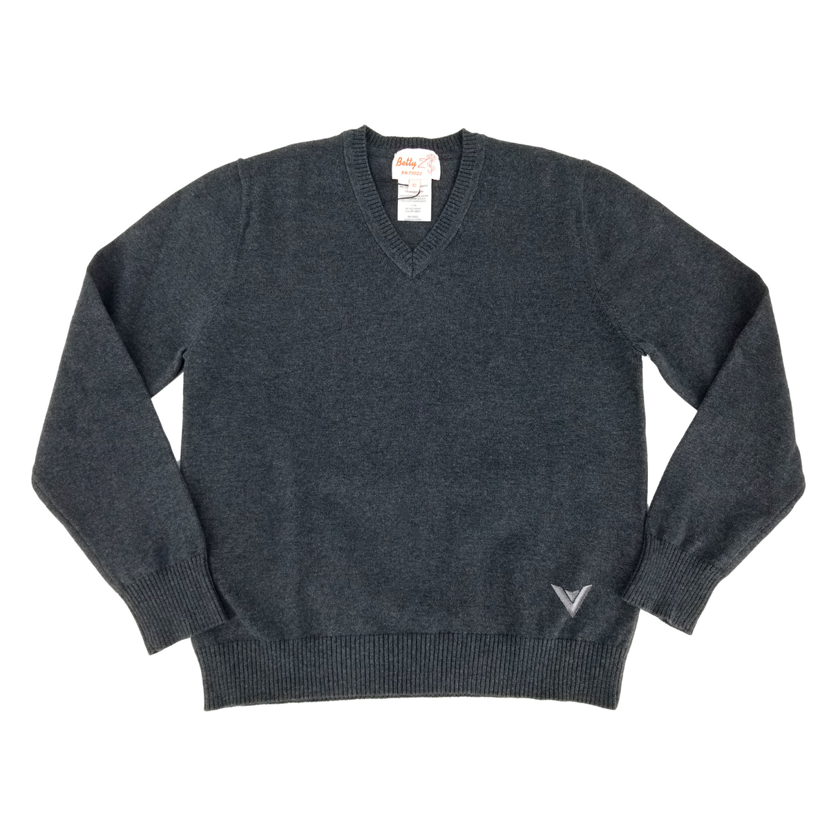 Cotton V Neck Sweater Grey 105VP with Satmer Monroe Embroidery ...