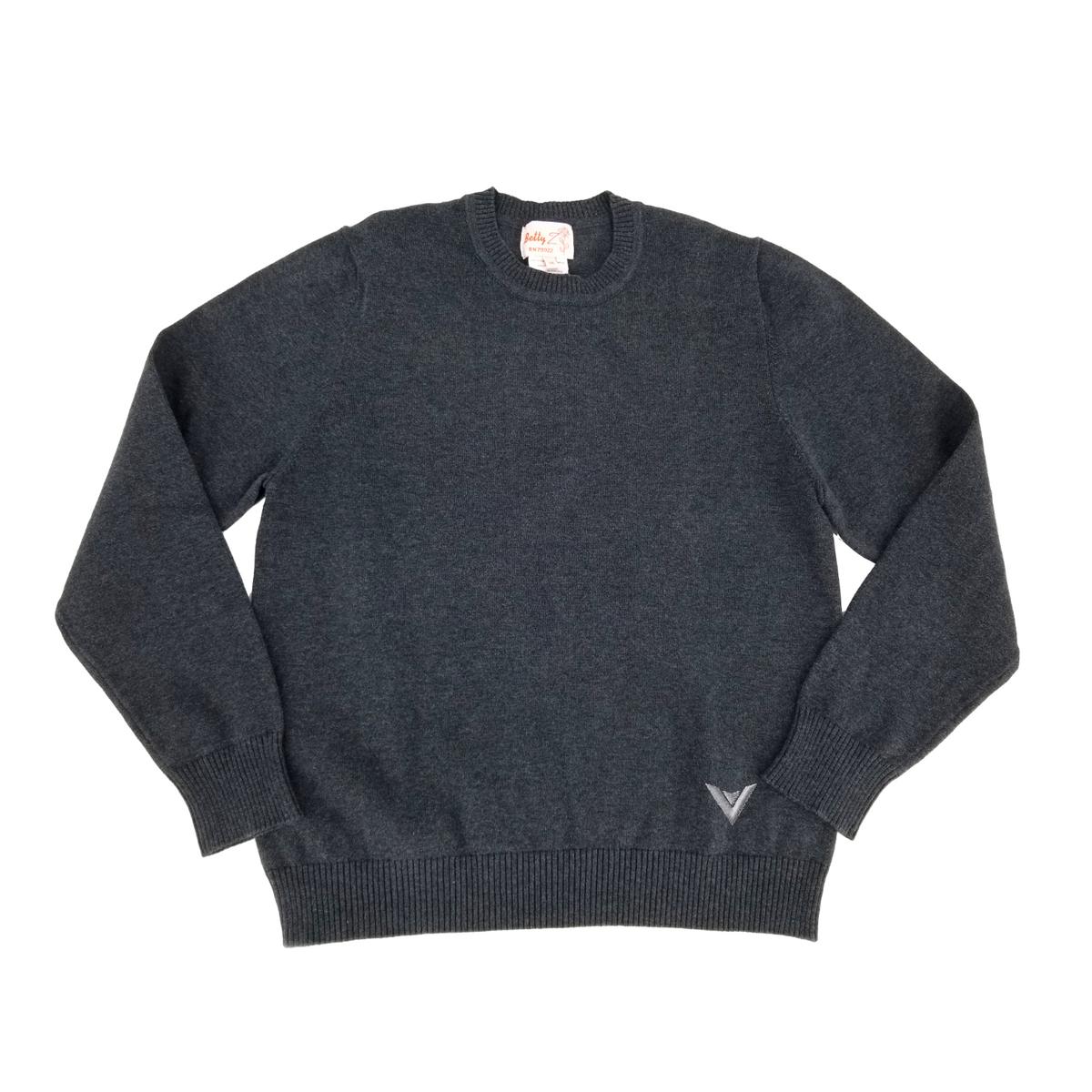 Cotton Crew Neck Sweater Grey 105CP with Satmer Embroidery – Fraylich ...