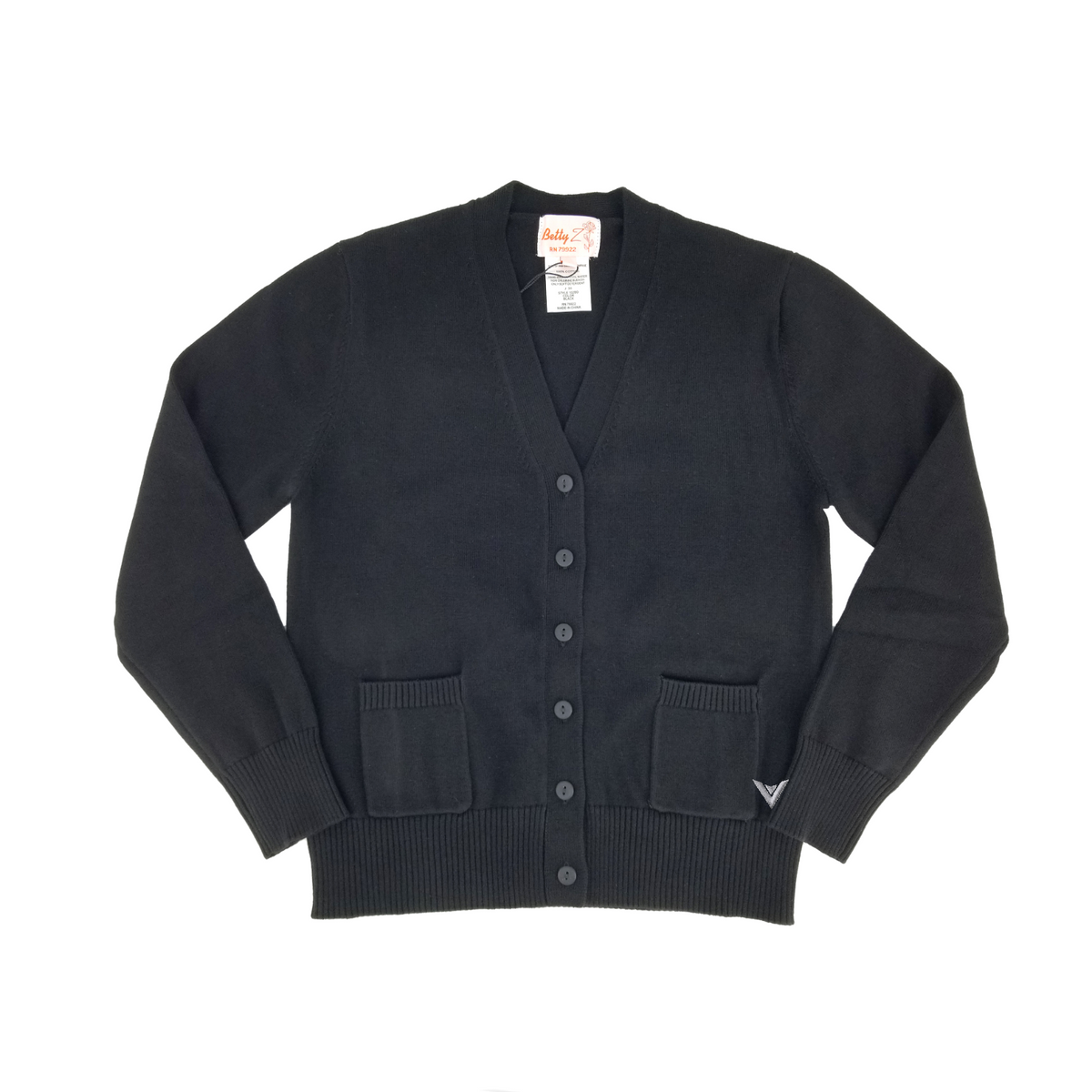 Cotton Button Down Sweater Black 102BD with Satmer Embroidery ...