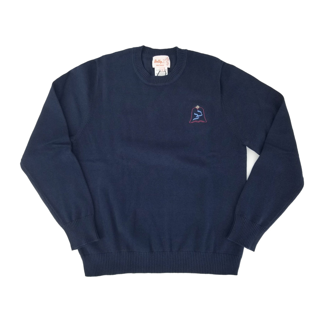Cotton Crew Neck Pullover Light Navy 107CP with Bnos Bobov Embroidery ...