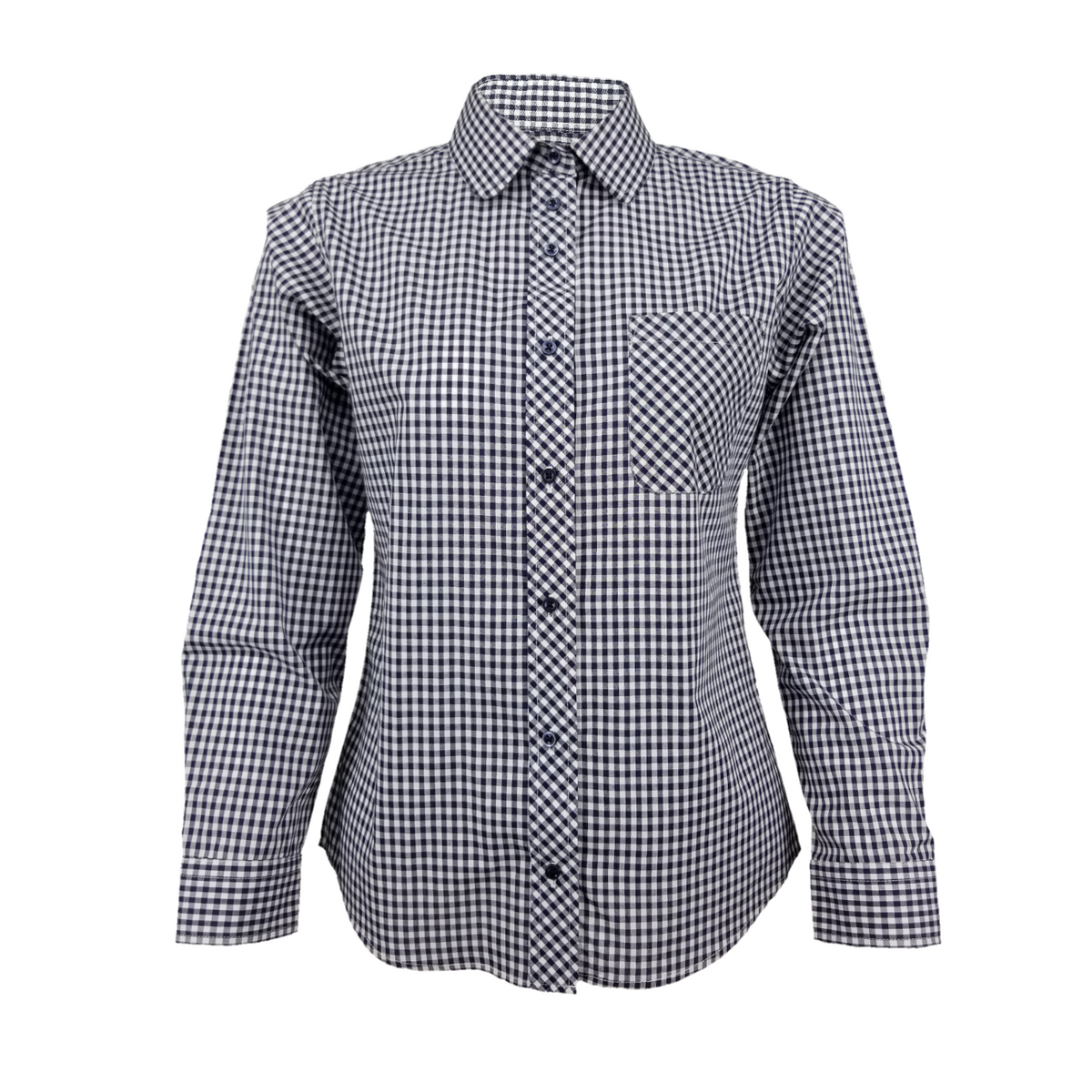 Betty Z Navy and White gingham Girls Broadcloth Shirt – Fraylich School ...