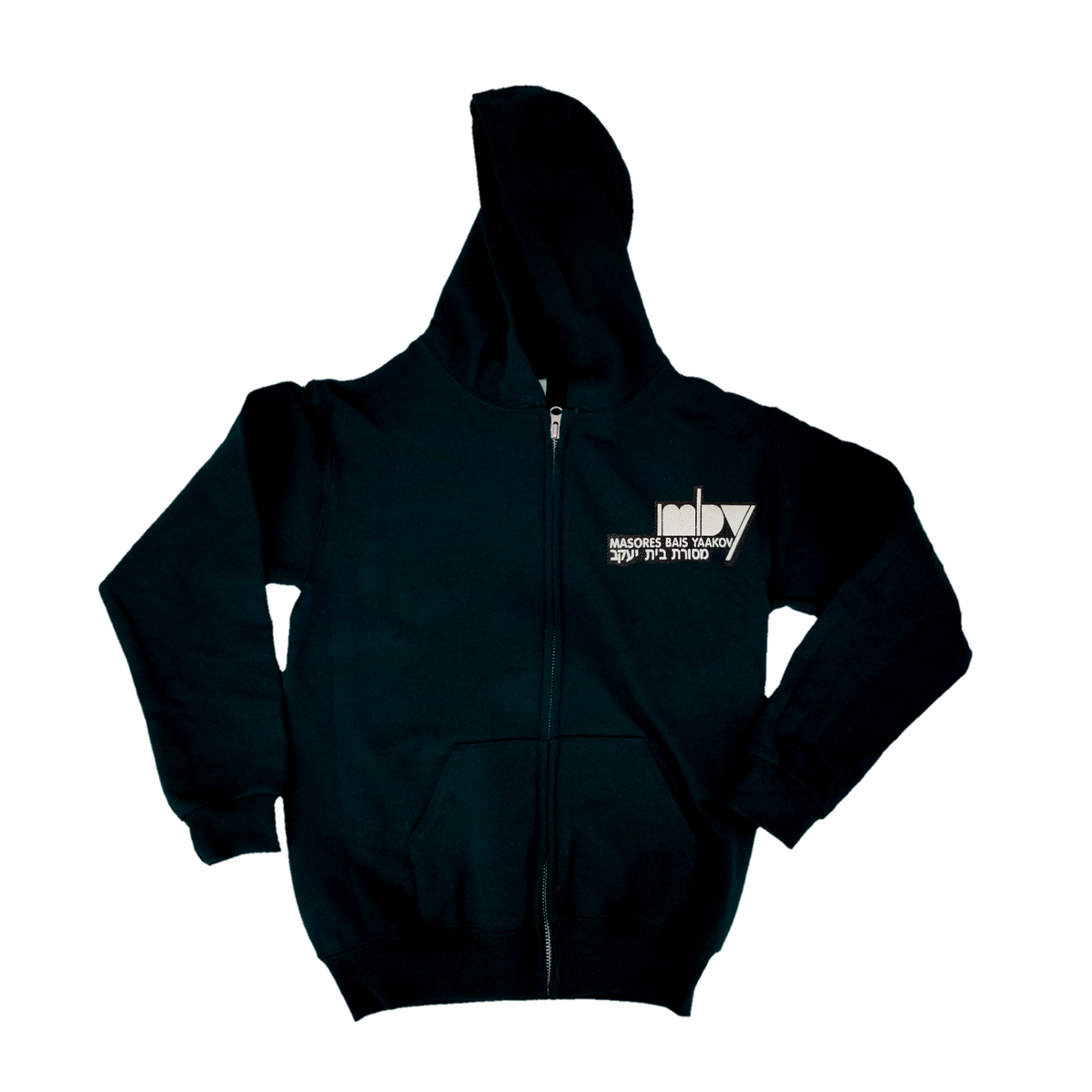 Black Zip up Hooded Fleece Sweatshirt - 993 with Masores Elem Print ...